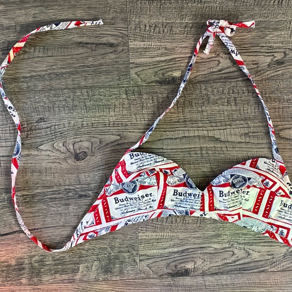 Swim | Vintage Budweiser Halter Bikini Top | Poshmark